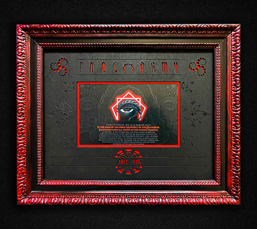 2006 TOOL ARMY Certificate of Membership. Custom framed by SICK Frames