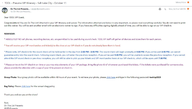 VIP Delta SLC ... remember to check your email